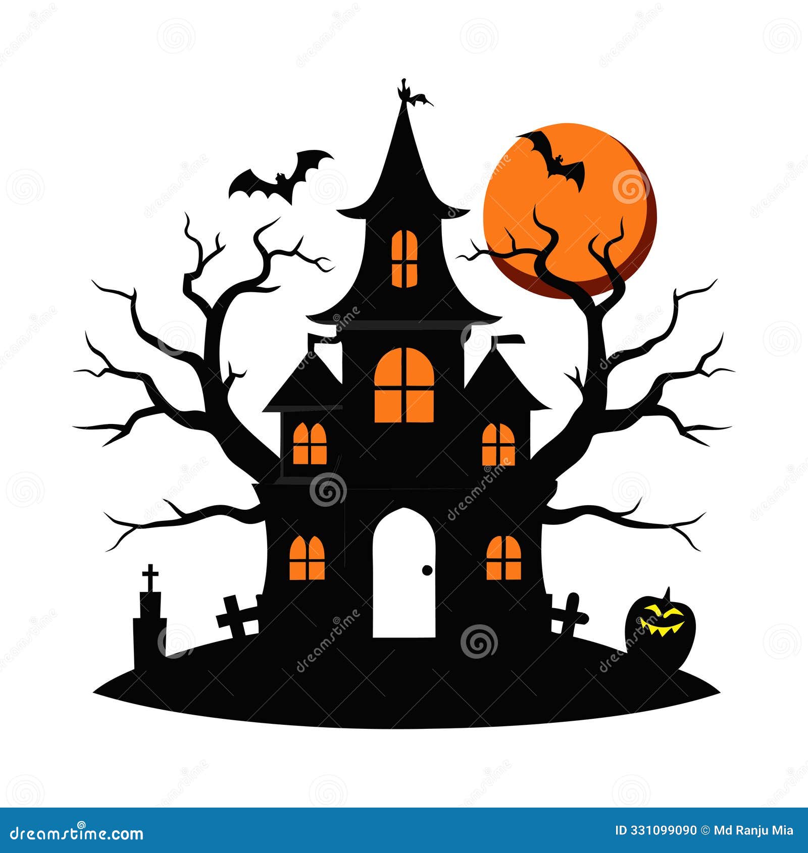 Eerie Haunted House Vector Illustration. Stock Vector - Illustration of ...