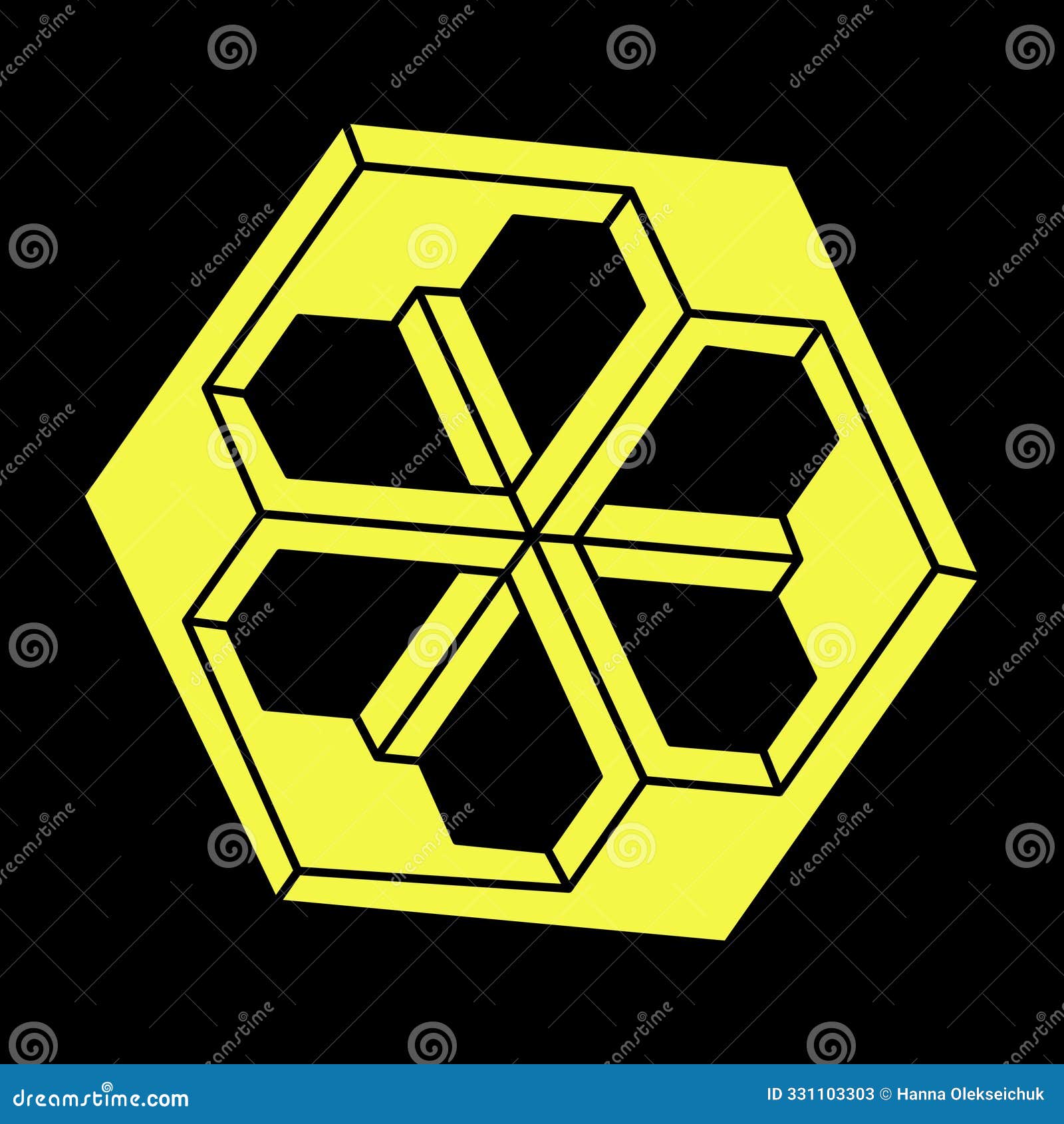 Optical Illusion Objects. Impossible Hexagon. Line Design. Impossible Shapes. Optical Art ...
