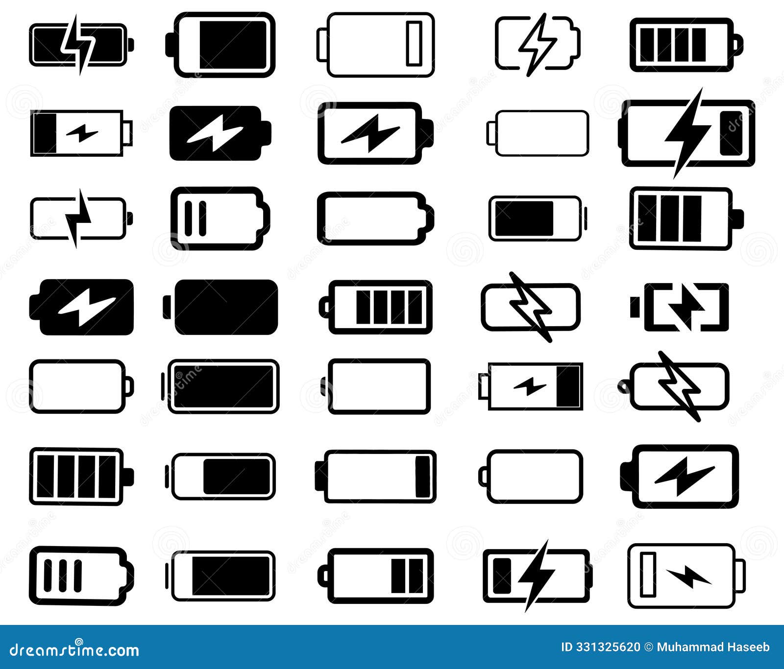 Set of Mobile Battery Charging Icons or Symbols Stock Illustration ...
