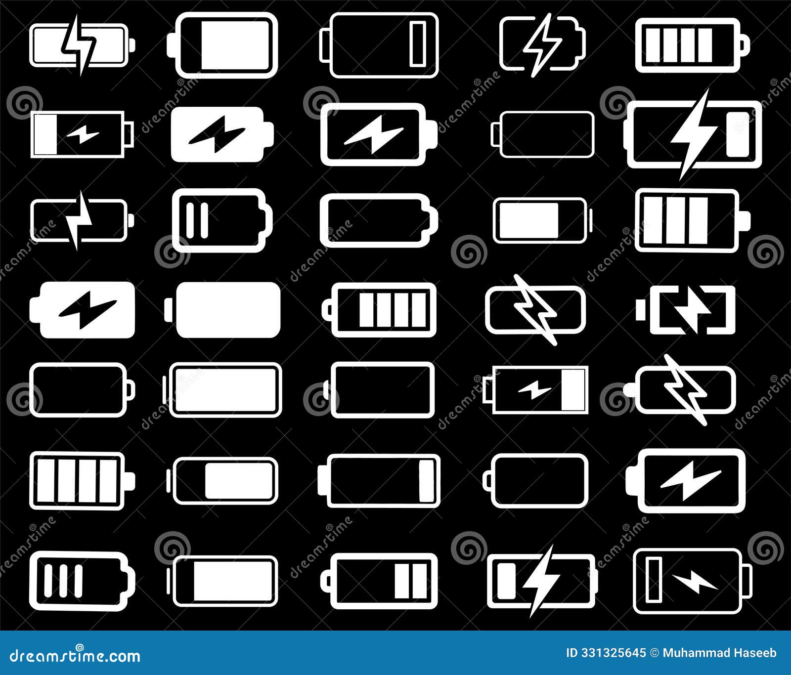 Set of Mobile Battery Charging Icons or Symbols Stock Illustration ...