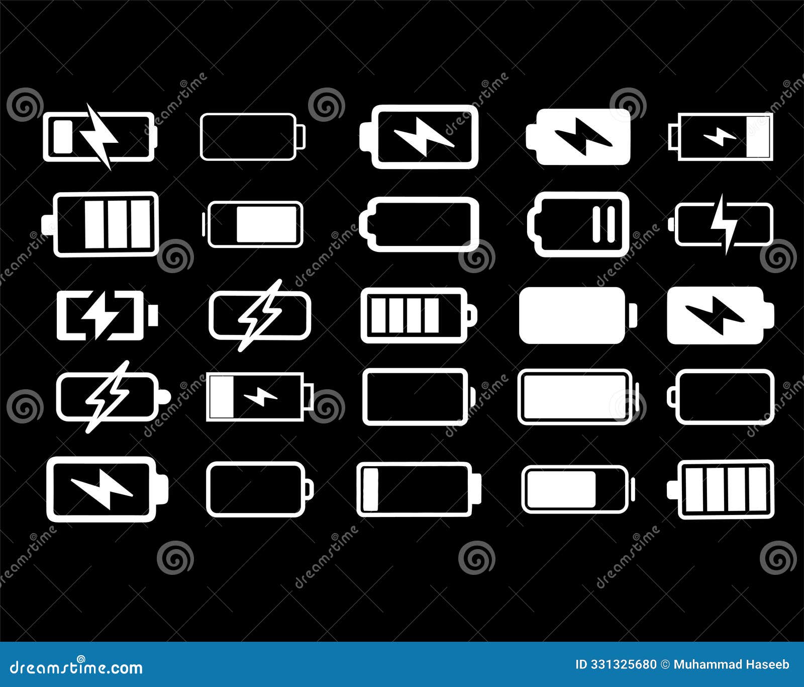 Set of Mobile Battery Charging Icons or Symbols Stock Illustration ...