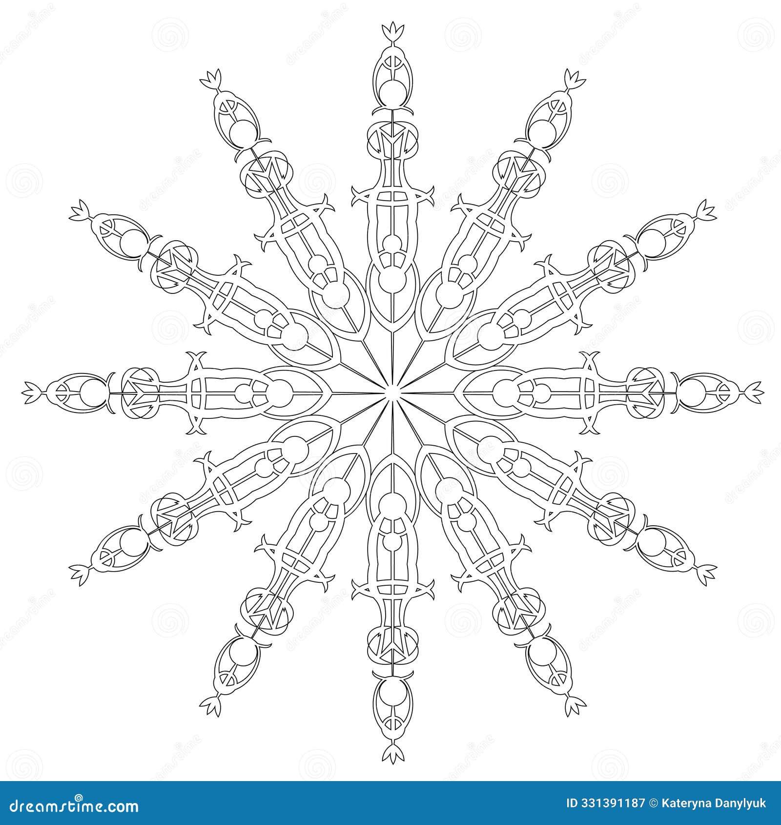 Snowflake Monochrome Graphic Outline Stock Vector Illustration, Fo ...
