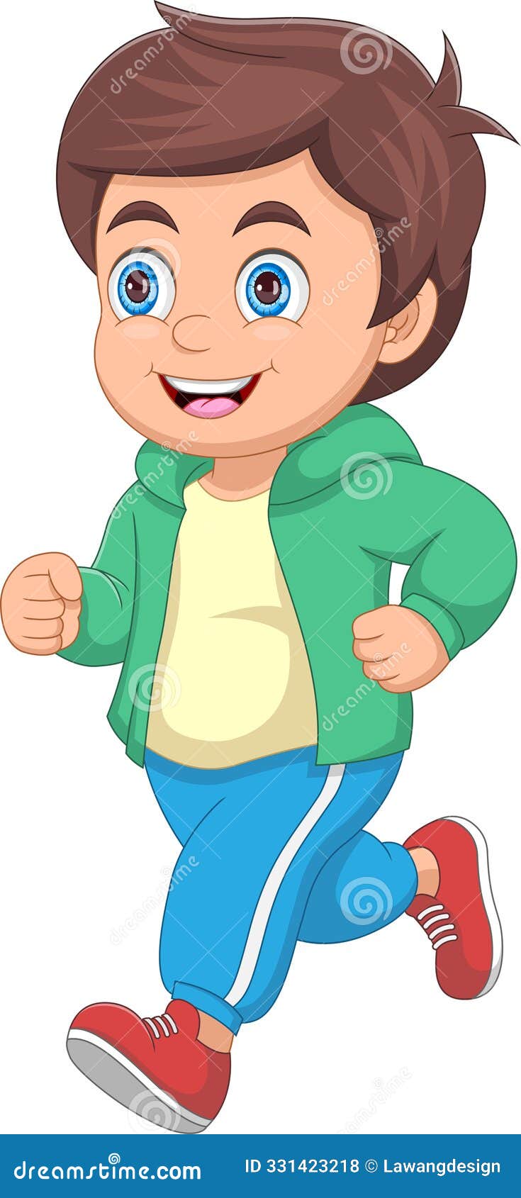 Little boy jogging cartoon stock illustration. Illustration of athlete ...