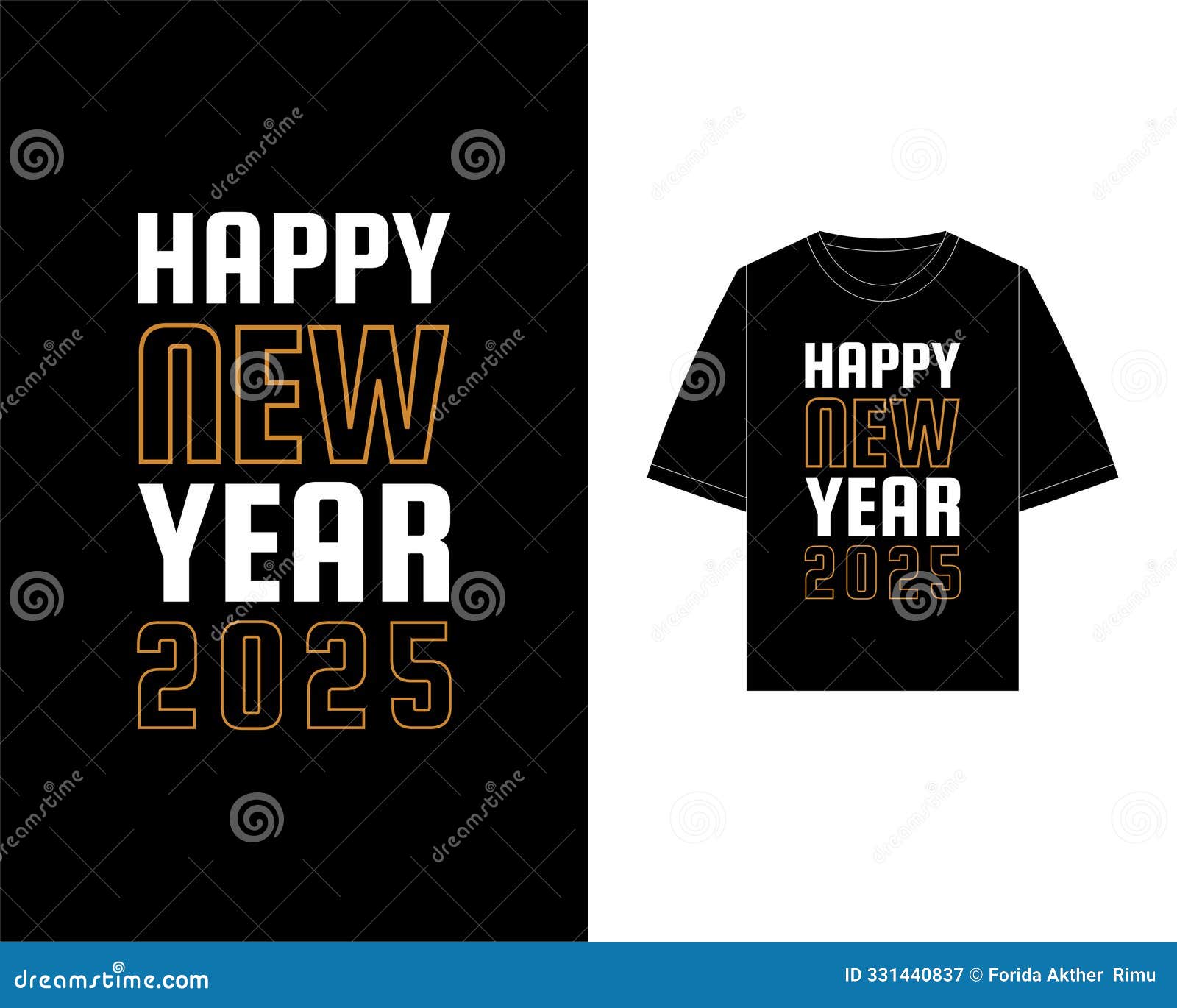 Happy New Year 2025 T-Shirt Design Stock Illustration - Illustration of ...