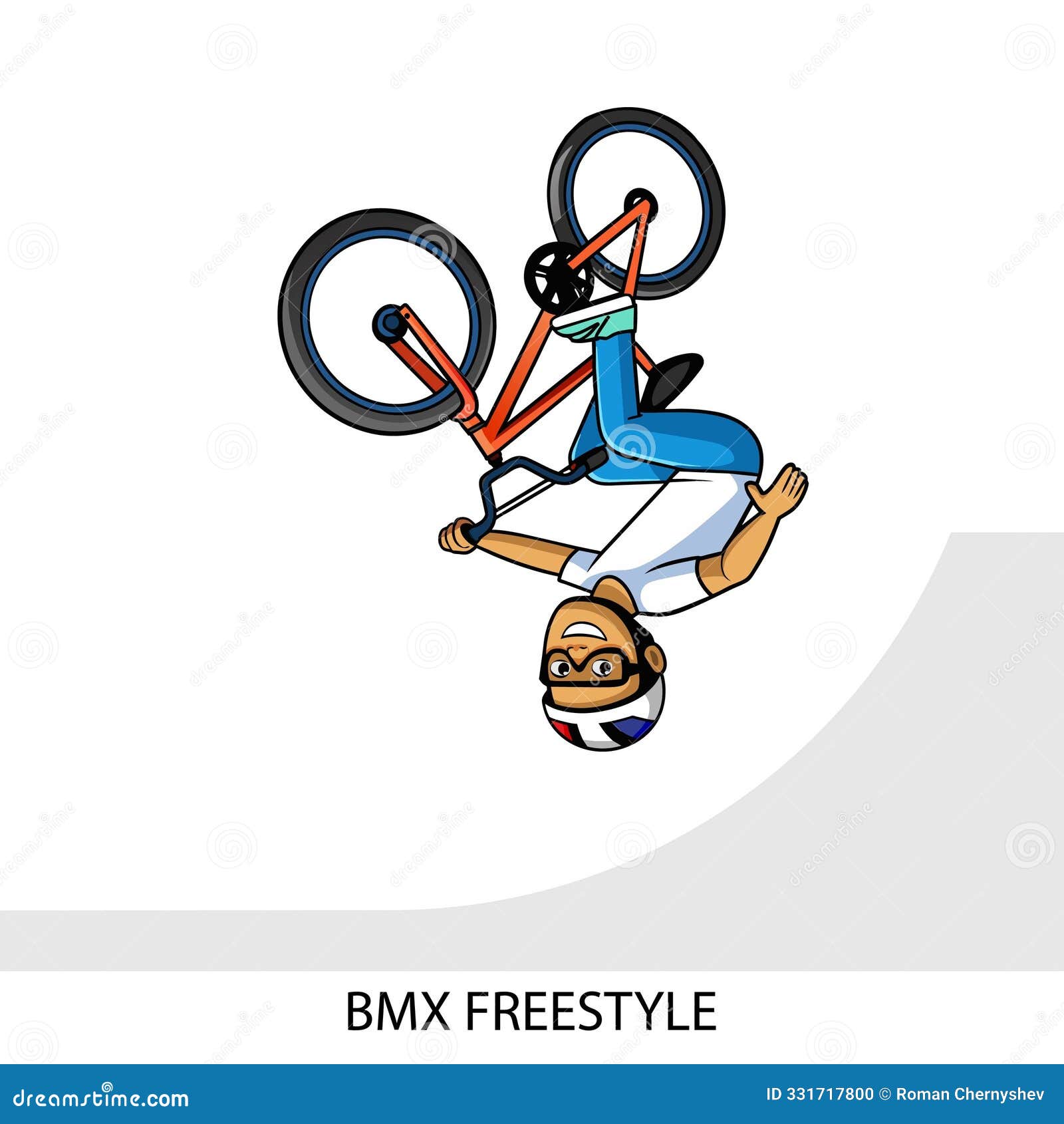 BMX Freestyle Athlete In Action. 3D Cartoon Illustration Stock Photo ...