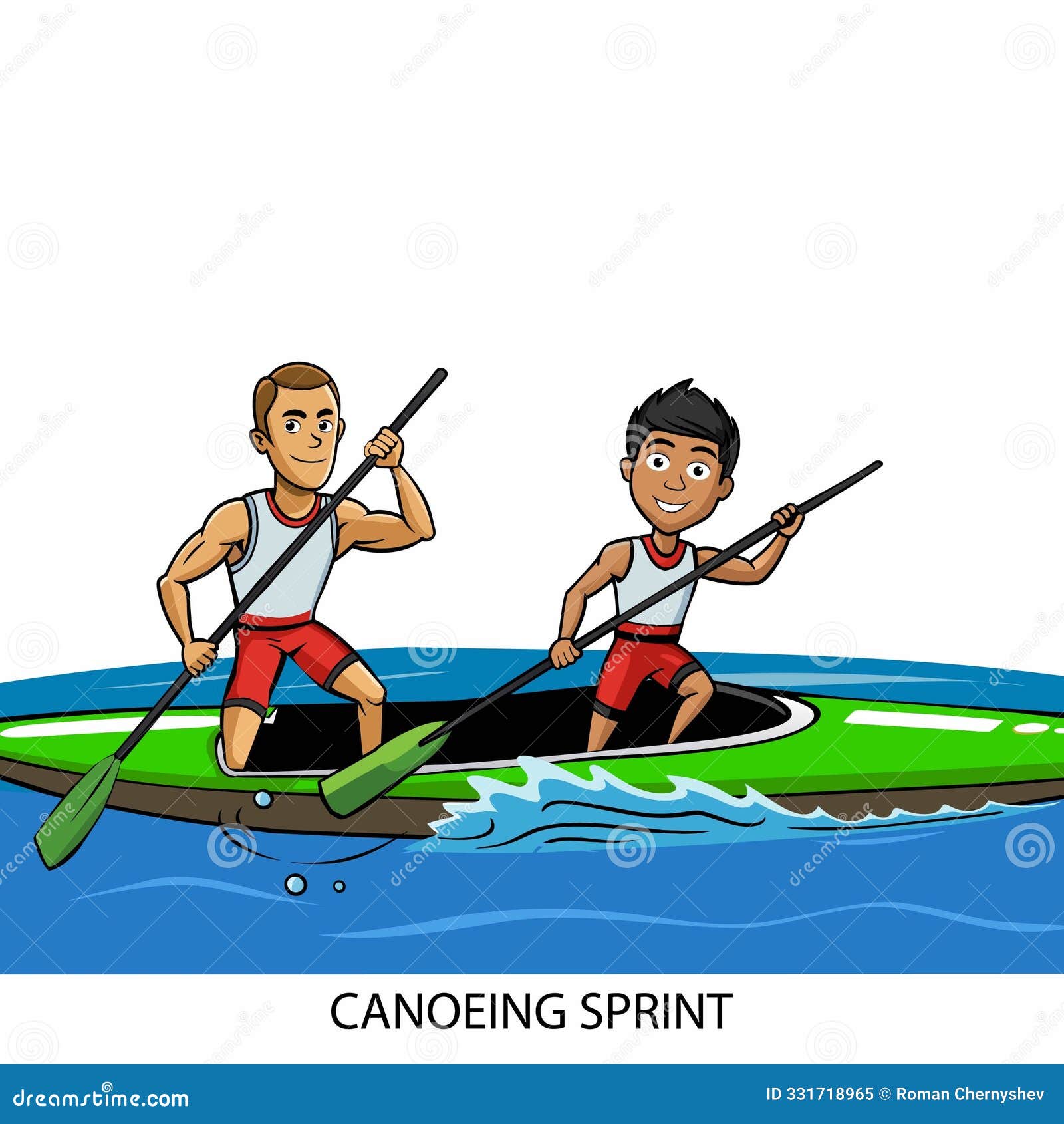 Two Sprinter Canoes Cartoon Vector | CartoonDealer.com #331718965