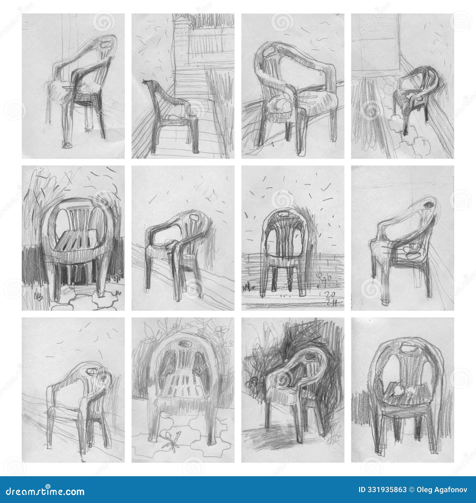 Creative Authors Illustration of 12 Plastic Garden Chairs in Graphic ...