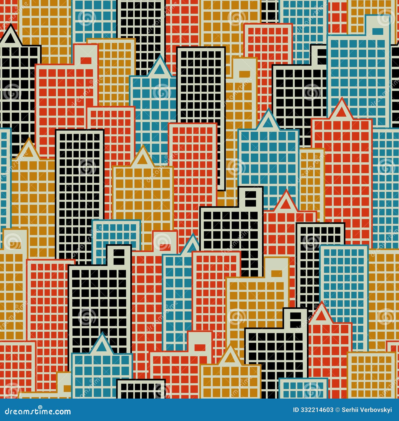 Seamless Color Vector Pattern in the Form of a Stylized Image of Urban ...