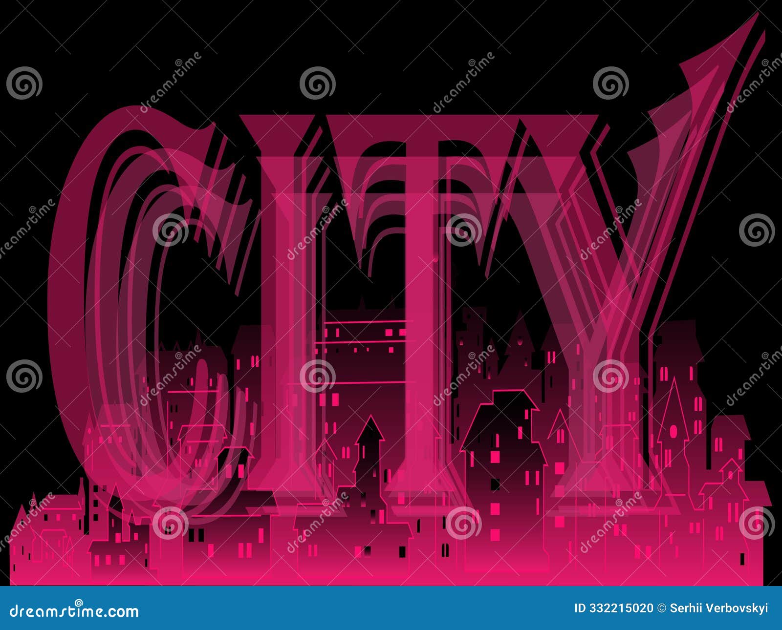 Vector Illustration Depicting the Word City and the Outlines of the ...