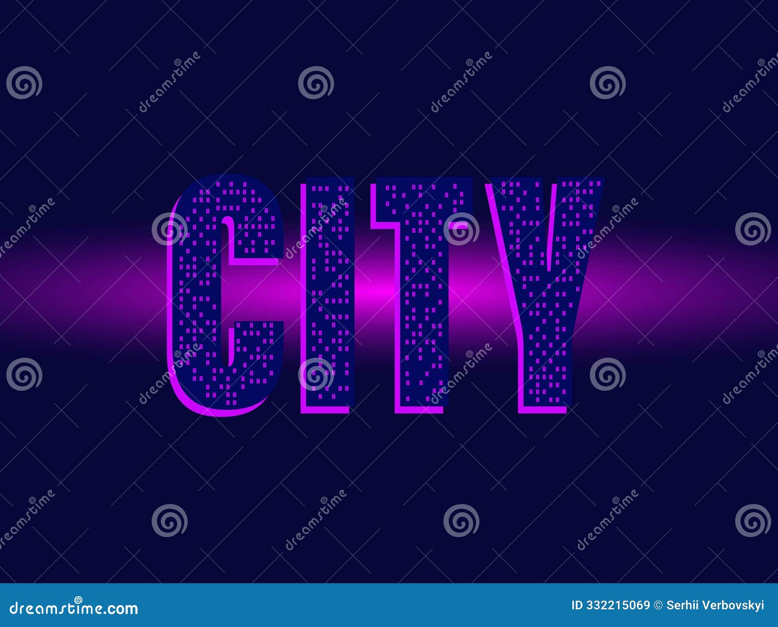 Vector Illustration with a Stylized Image of the Word City in Night ...