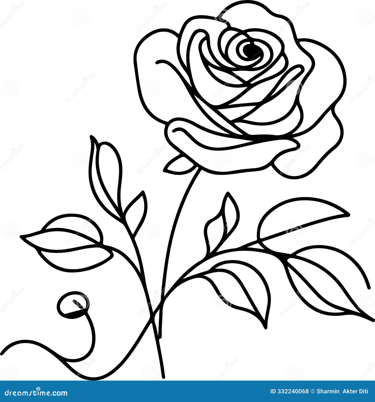 A Single Elegant Rose Vector Illustration Stock Illustration ...