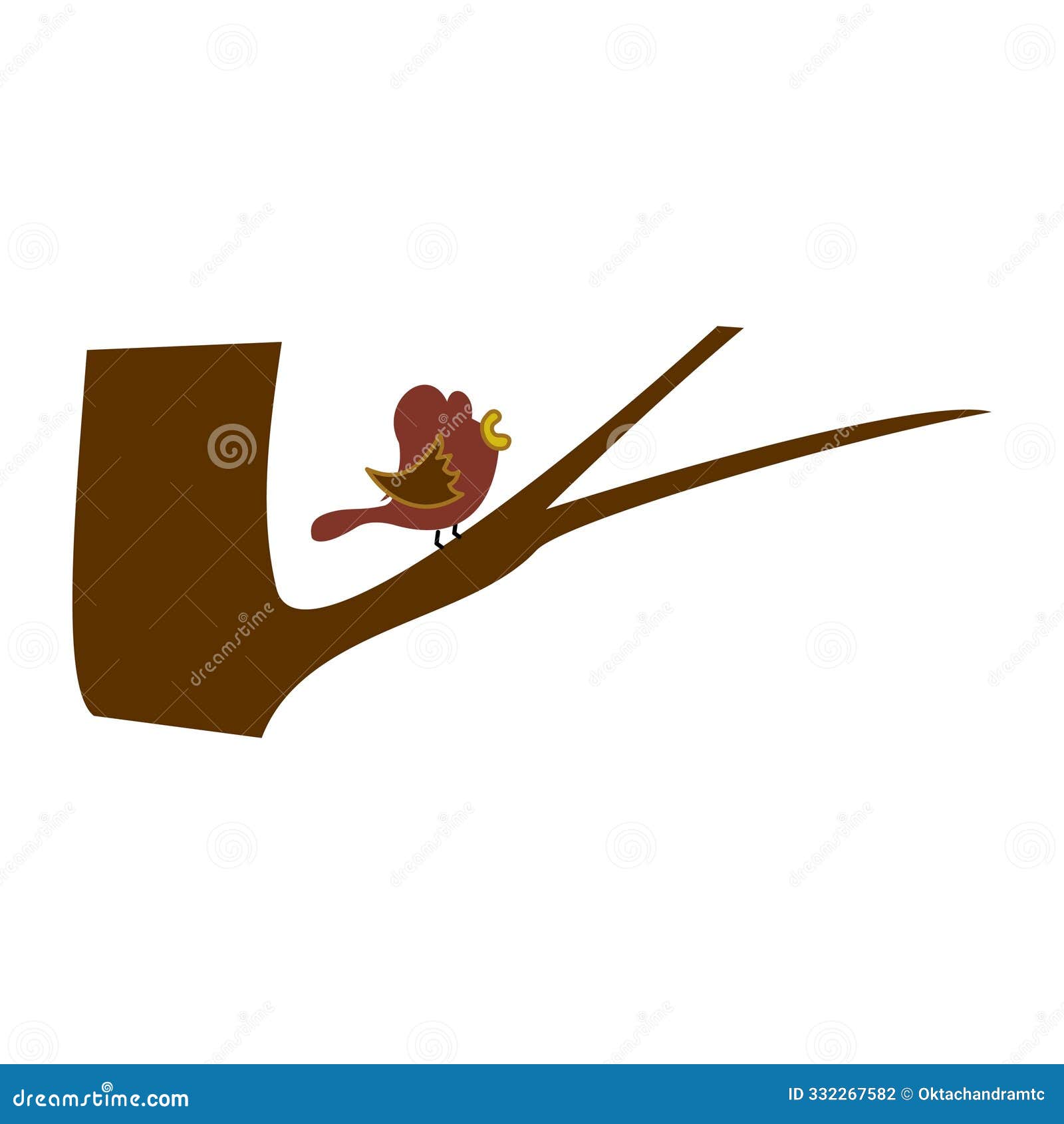Bird on Tree Branch Icon. Bird Illustration in Cartoon Style Stock ...