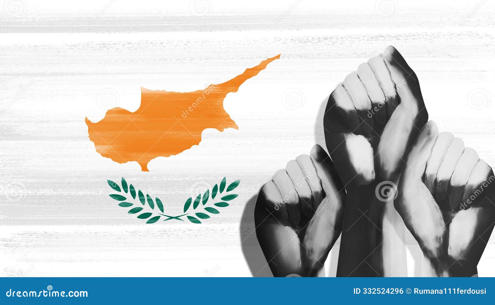 Protest in Cyprus.Protest for Cyprus.Multiple Clenched Fists Against ...