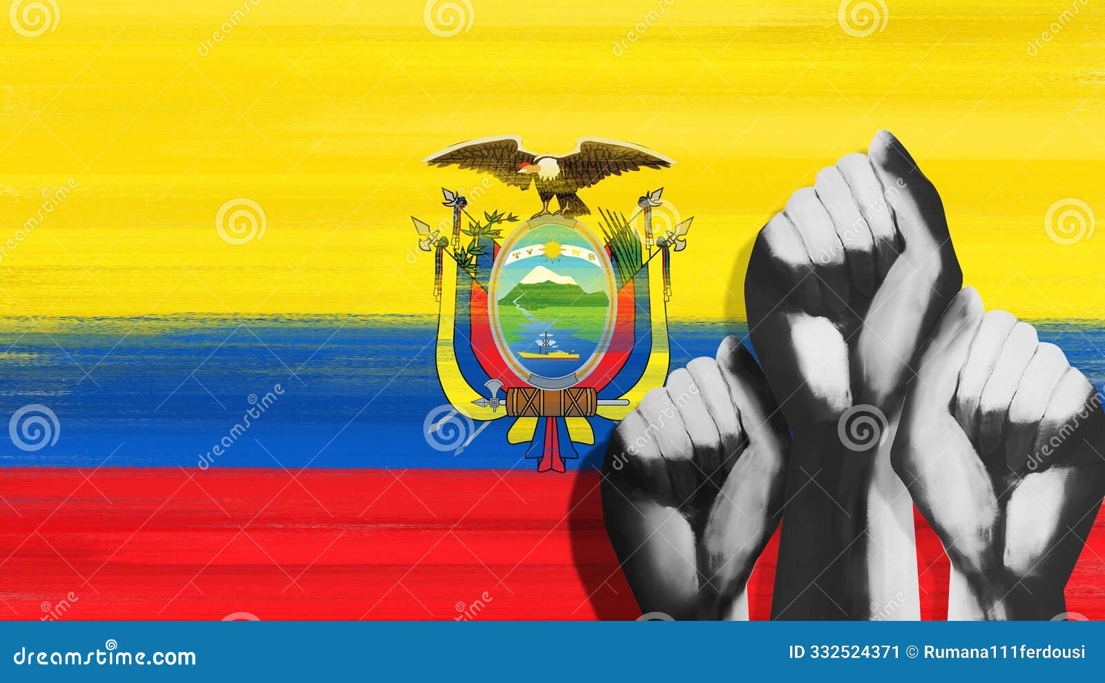 Protest in Ecuador.Protest for Ecuador.Multiple Clenched Fists Against ...