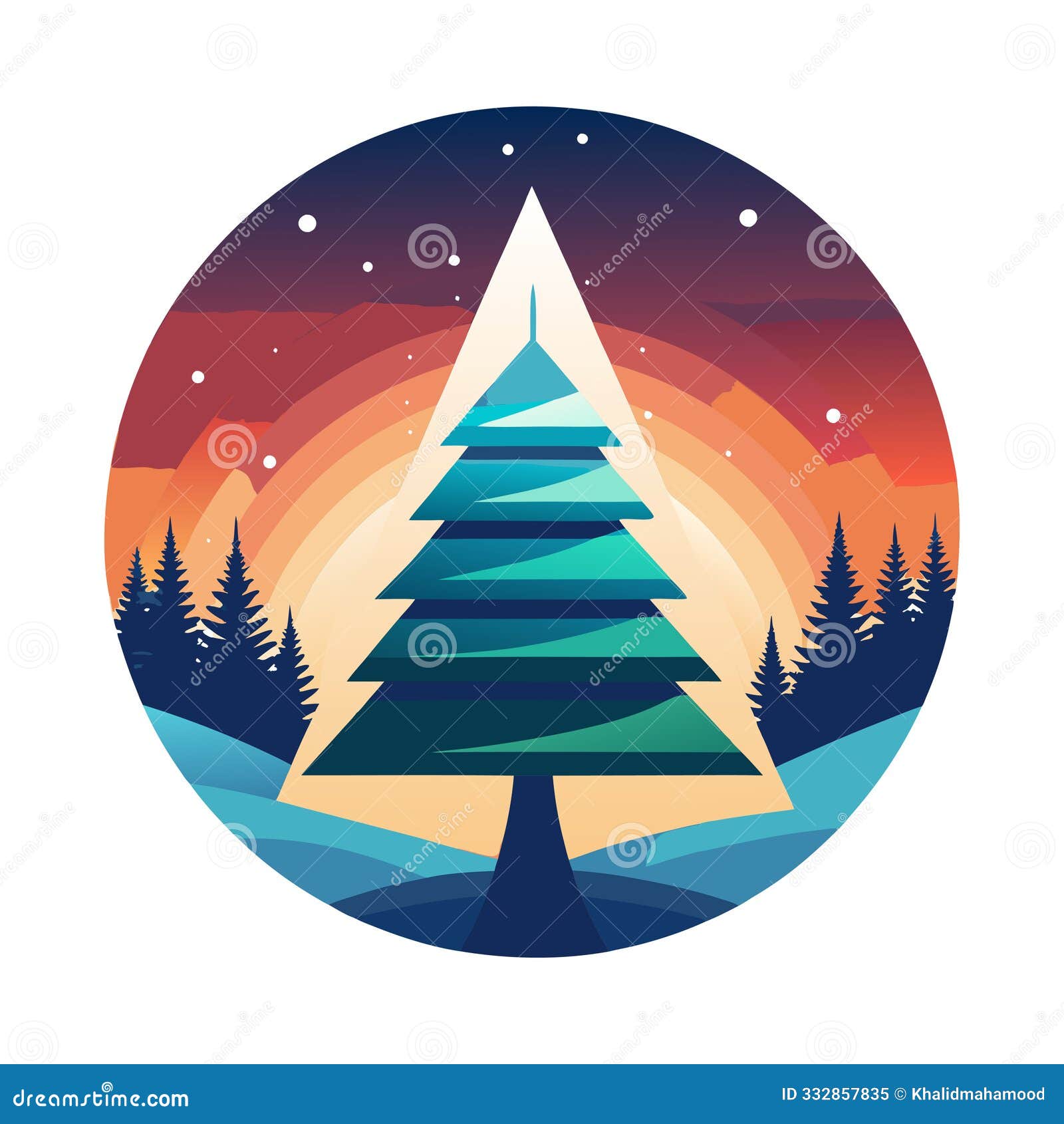 Enchanting Christmas Landscape: Beautiful Twilight Pine Forest - Vector ...