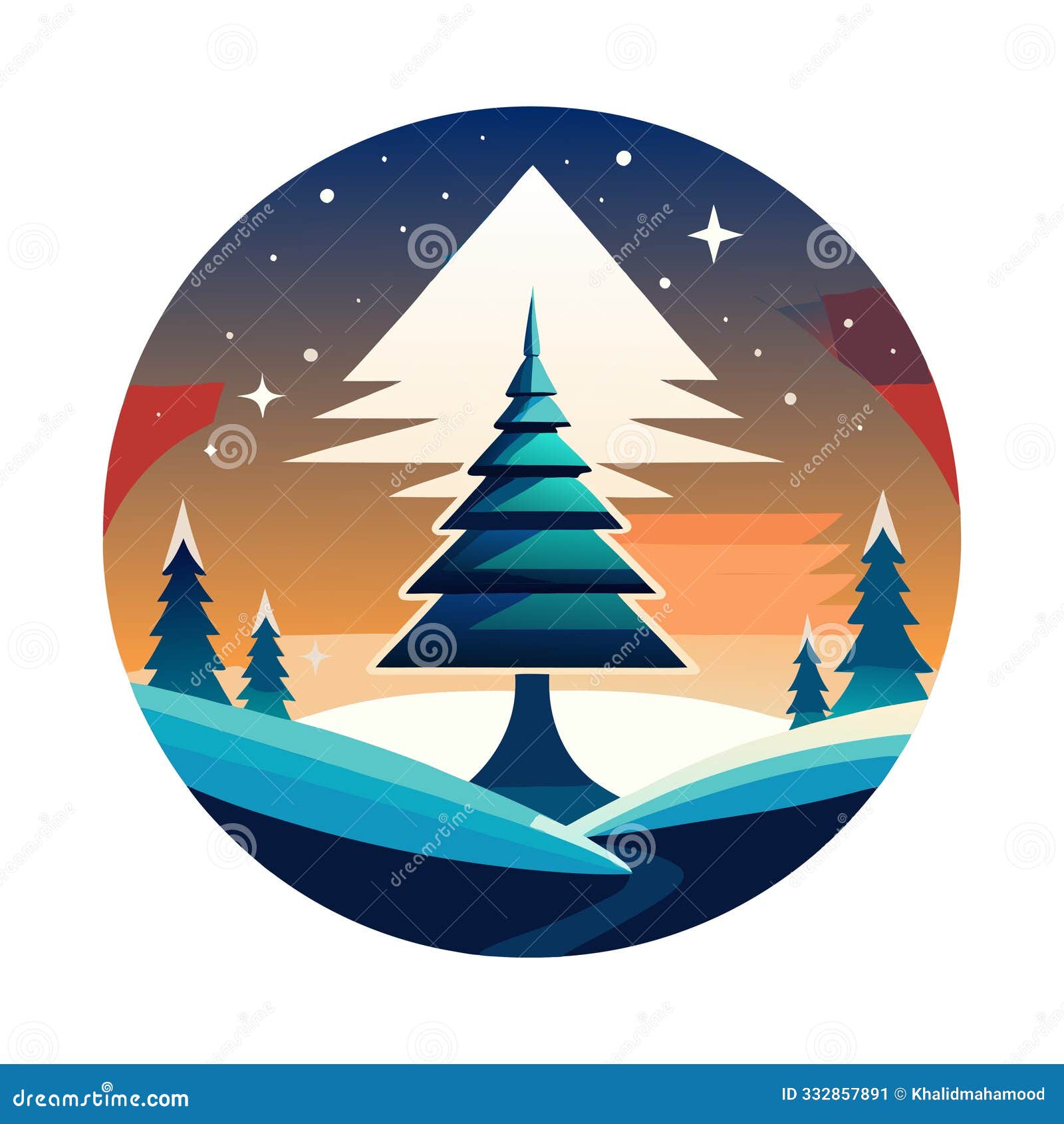 Enchanting Christmas Landscape: Beautiful Twilight Pine Forest - Vector ...