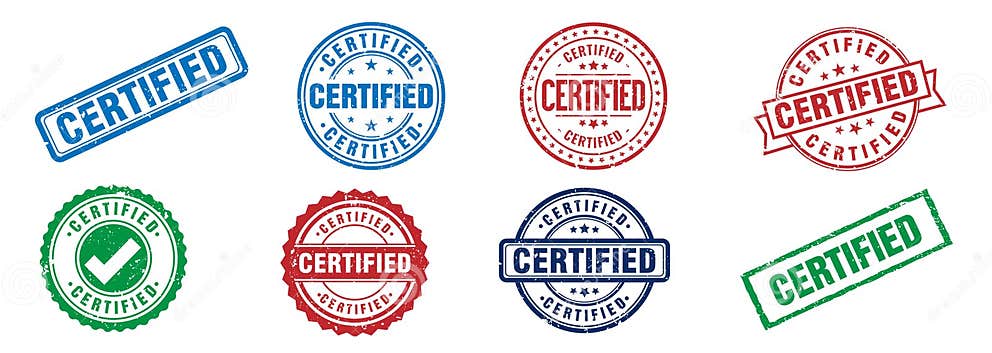 Collection of Colorful Certified Stamps and Seals Vector Icons Stock ...
