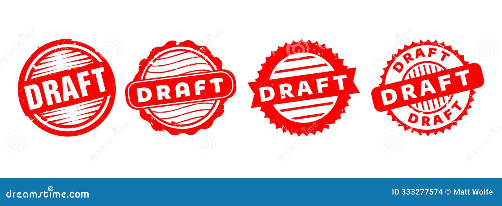 Set of Four Red Grunge Draft Stamps with Various Designs Stock Vector ...