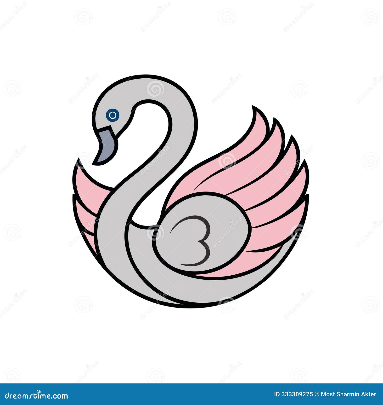 Elegant Line Art Swan Logo Vector Illustration. Stock Illustration ...