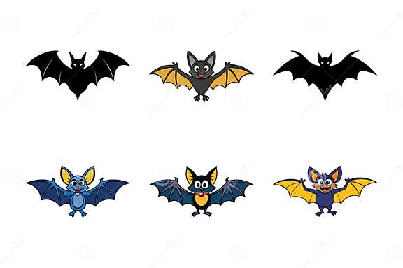 Bat Cartoon Icon Style Set on Transparent Background Stock Vector ...