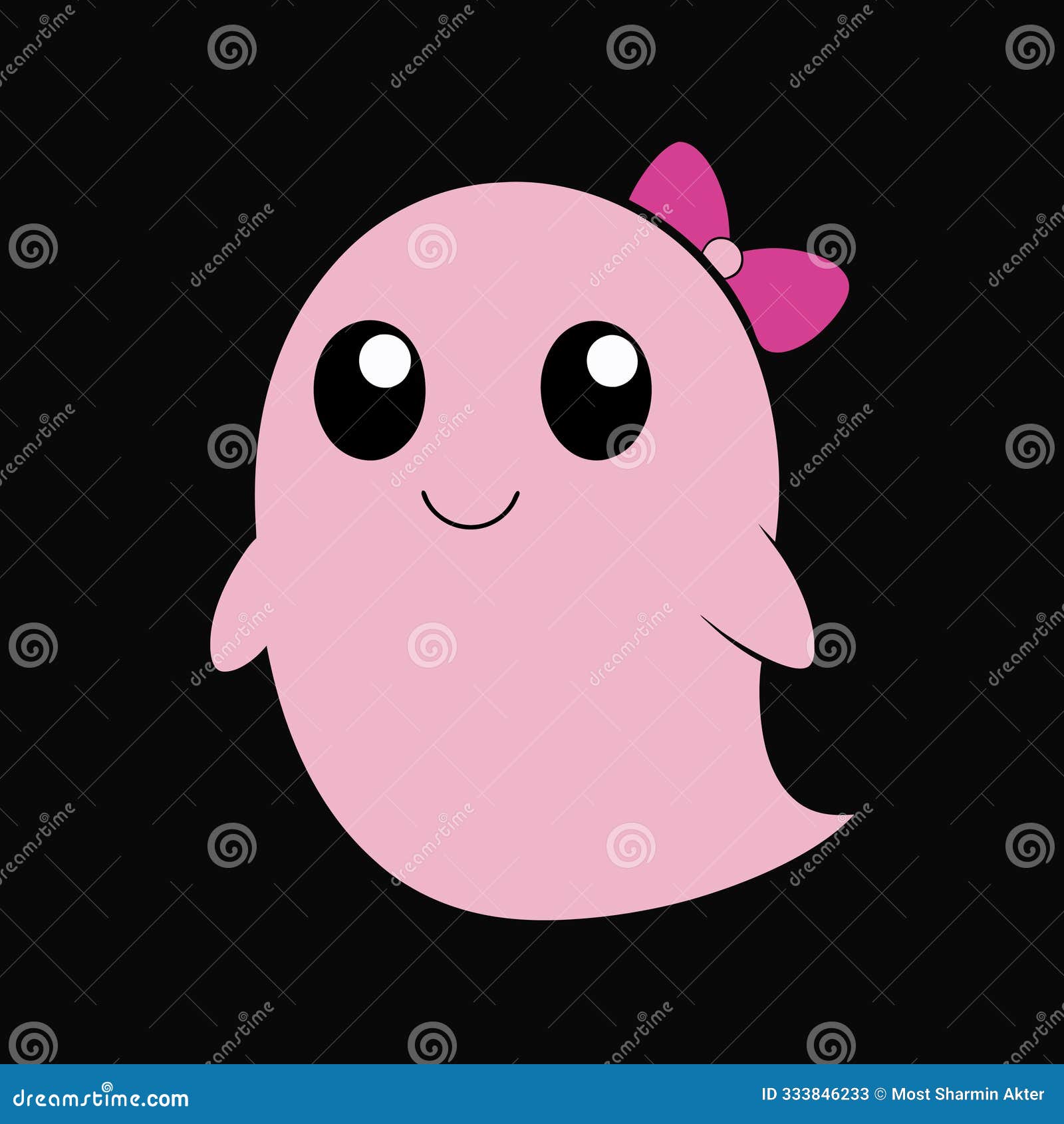 Halloween Pink Ghost with Coquette Bow Vector Illustration. Stock ...