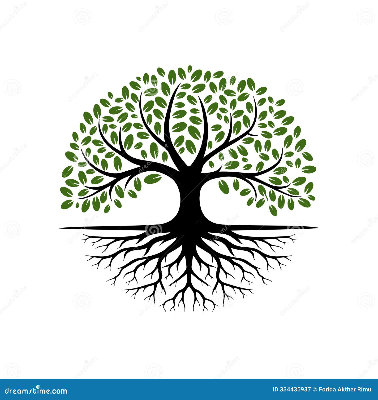 Tree of Life Logo with Roots and Leaves, Tree Life Logo Stock ...