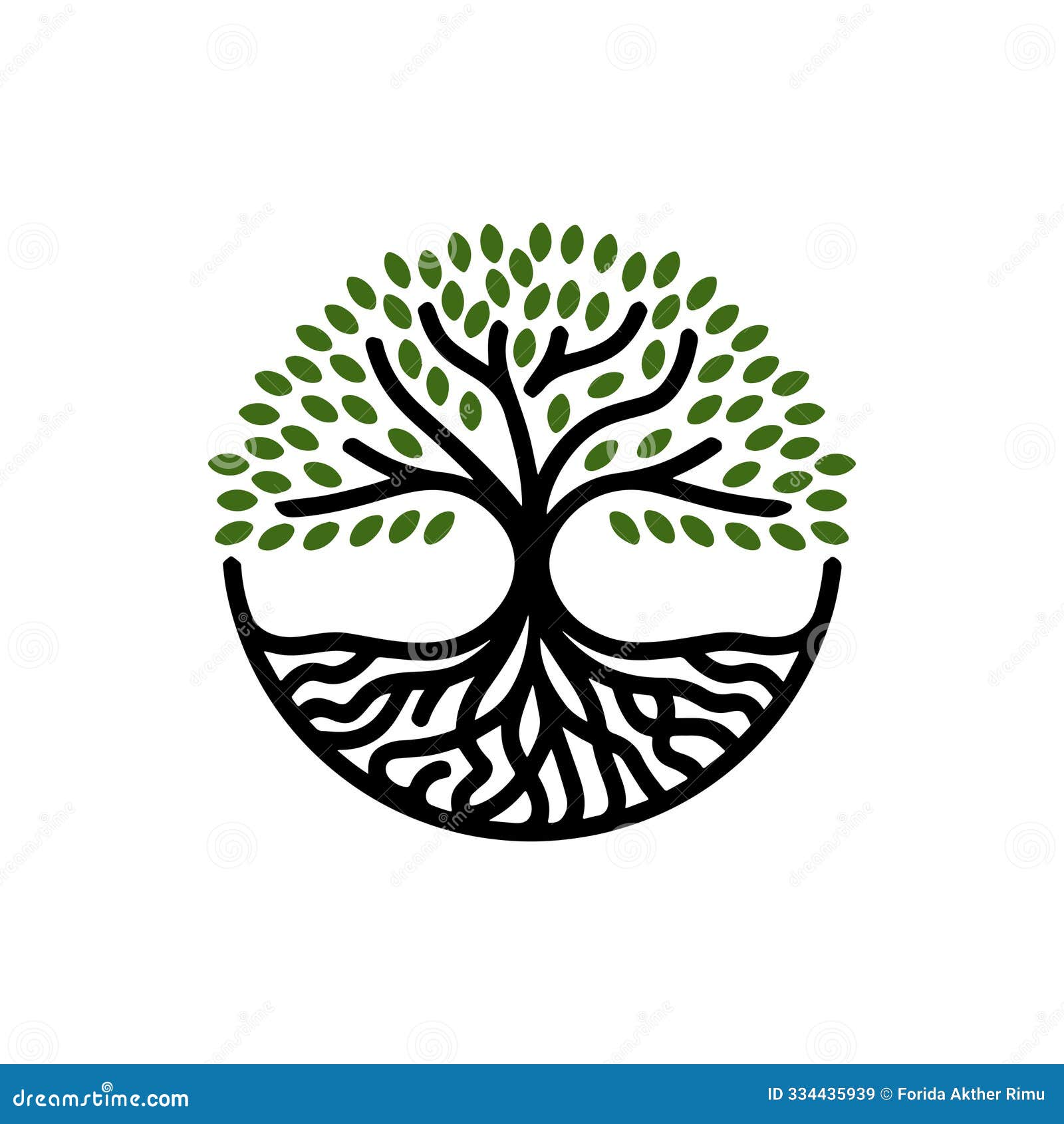 Tree of Life Logo with Roots and Leaves, Tree Life Logo Stock ...