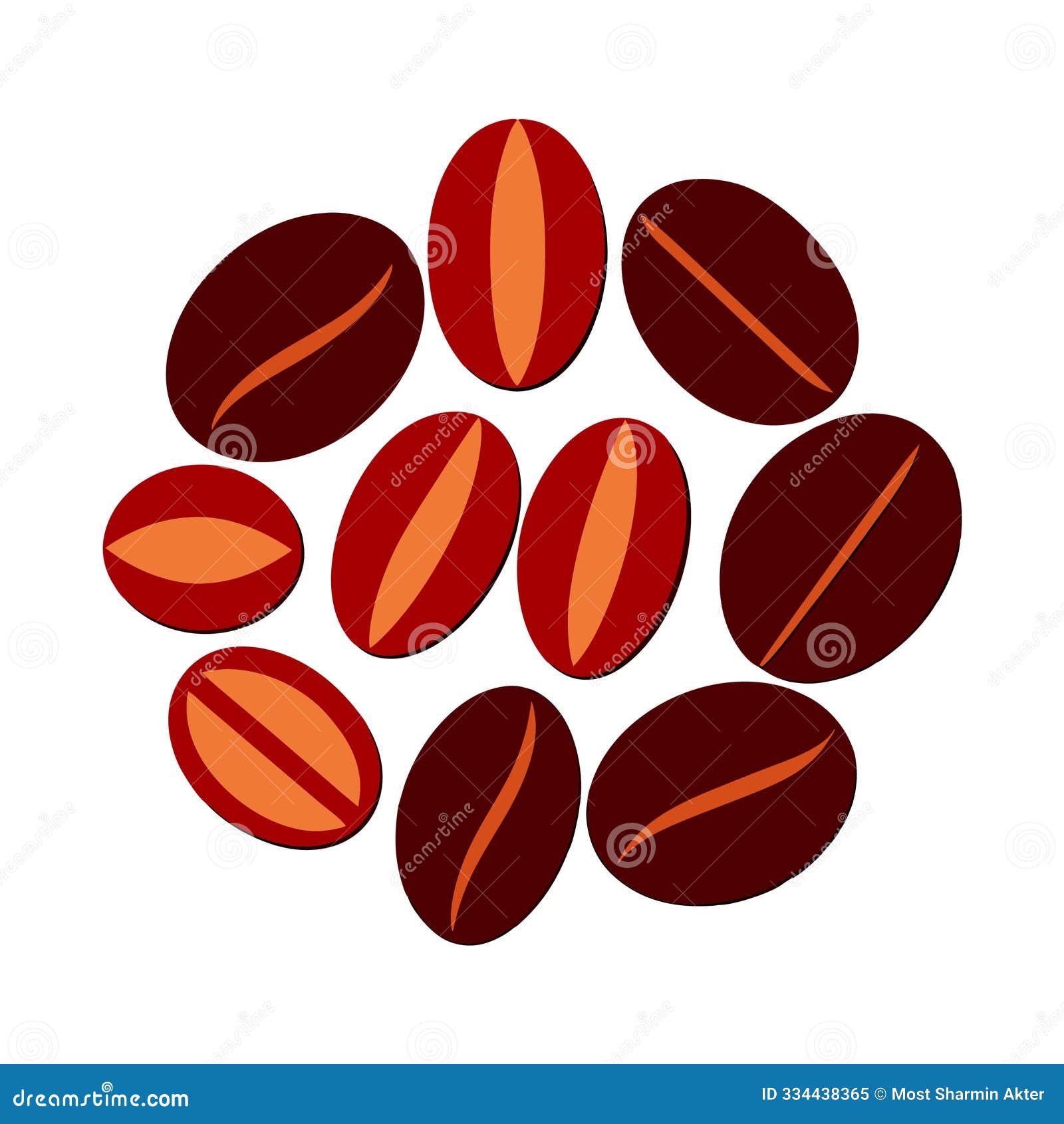 Stylish Coffee Beans Vector Illustration. Stock Vector - Illustration ...