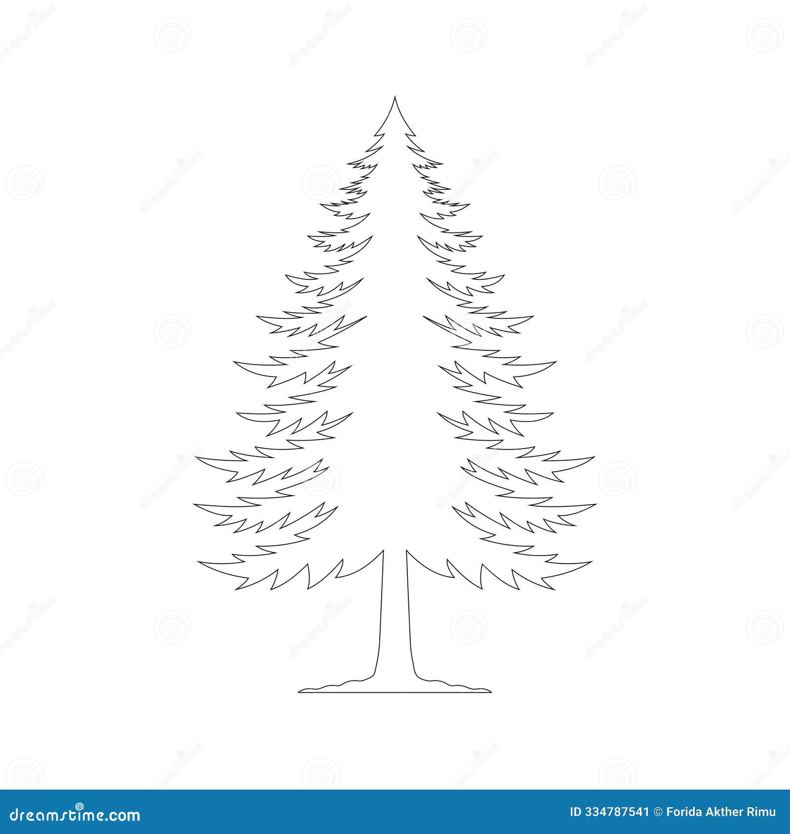 Pine Tree Line Art Design, Pine Tree Outline Stock Illustration ...