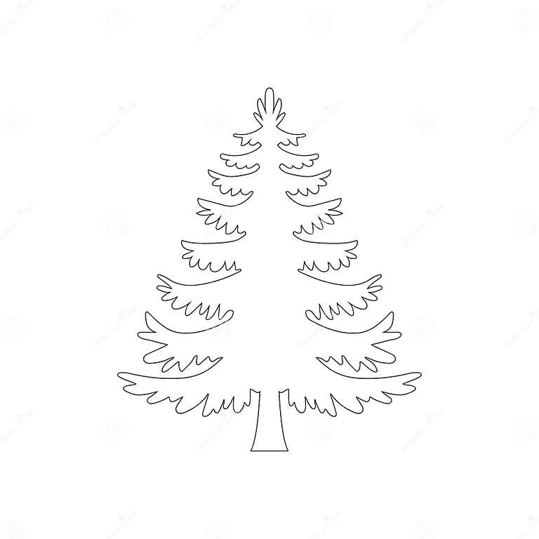 Pine Tree Line Art Design, Pine Tree Outline Stock Vector ...