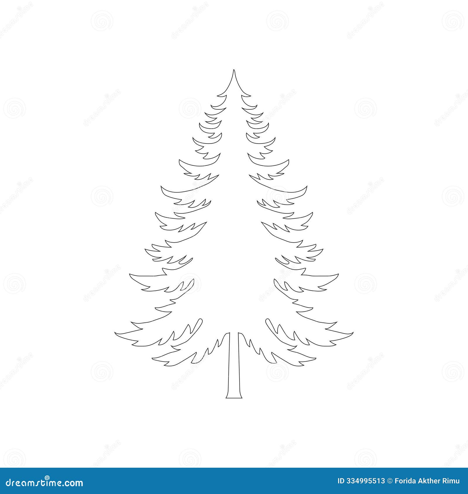 Pine Tree Line Art Design, Pine Tree Outline Stock Illustration ...