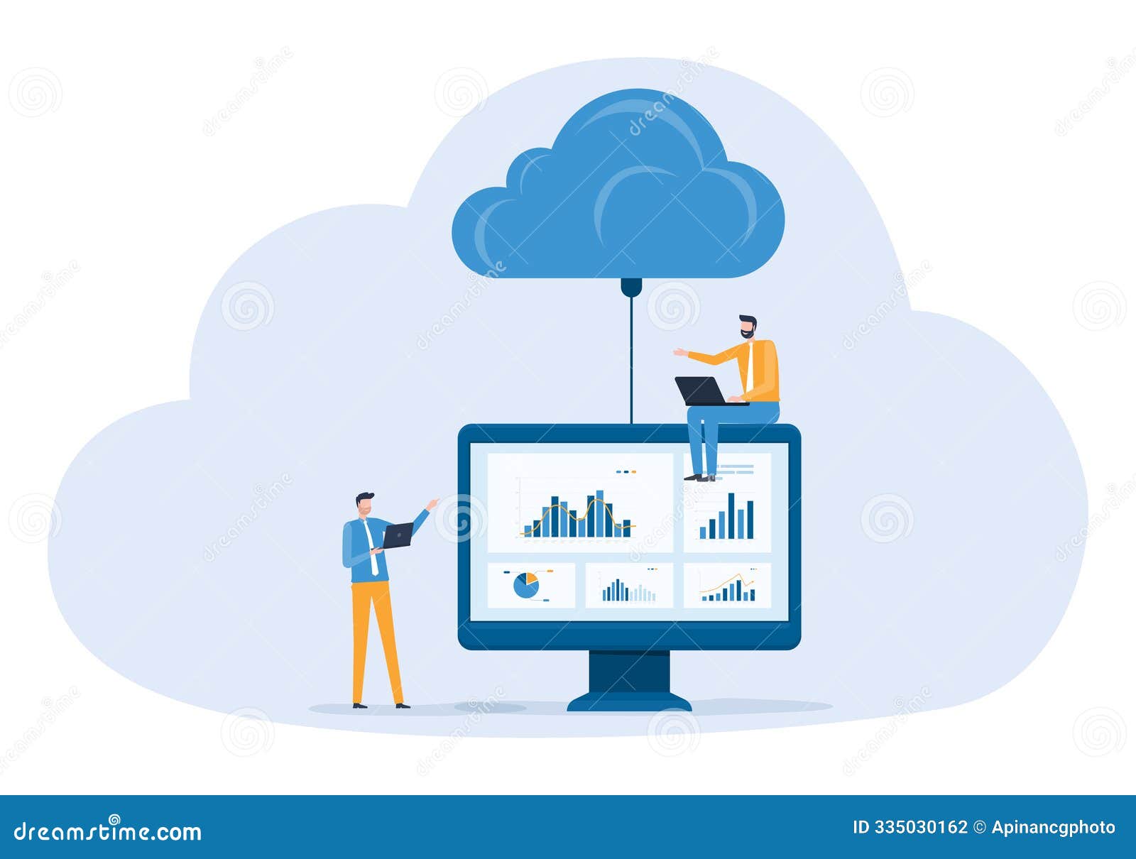 Business Technology Cloud Computing Service Concept Stock Illustration - Illustration of ...