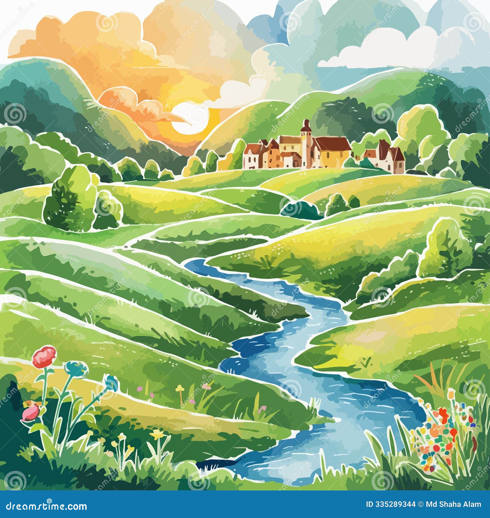 Beautiful Peaceful Environment Amidst Green Village and Scenery. Stock ...