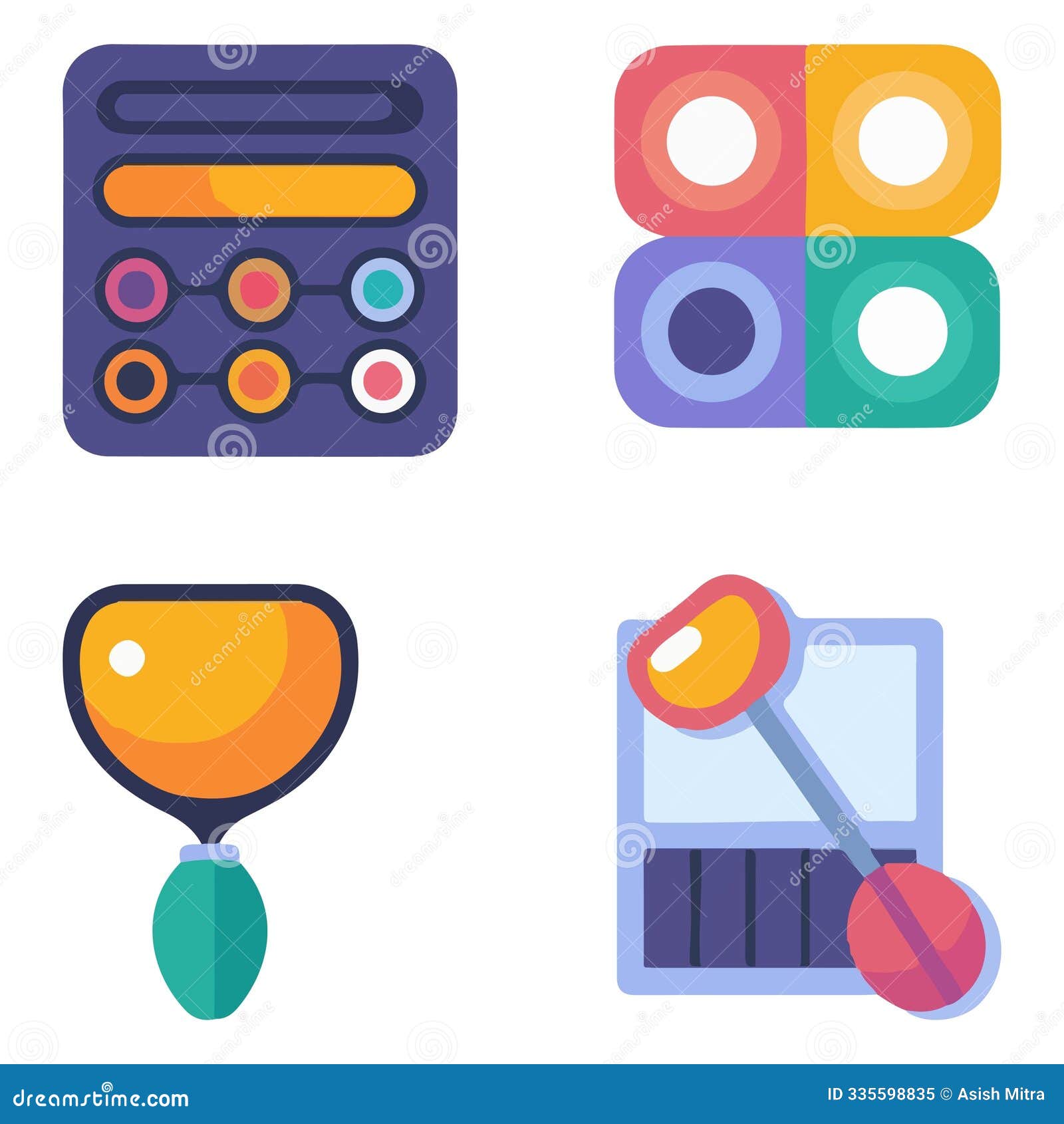 4 Combinations of Falt Icons Stock Illustration - Illustration of range ...