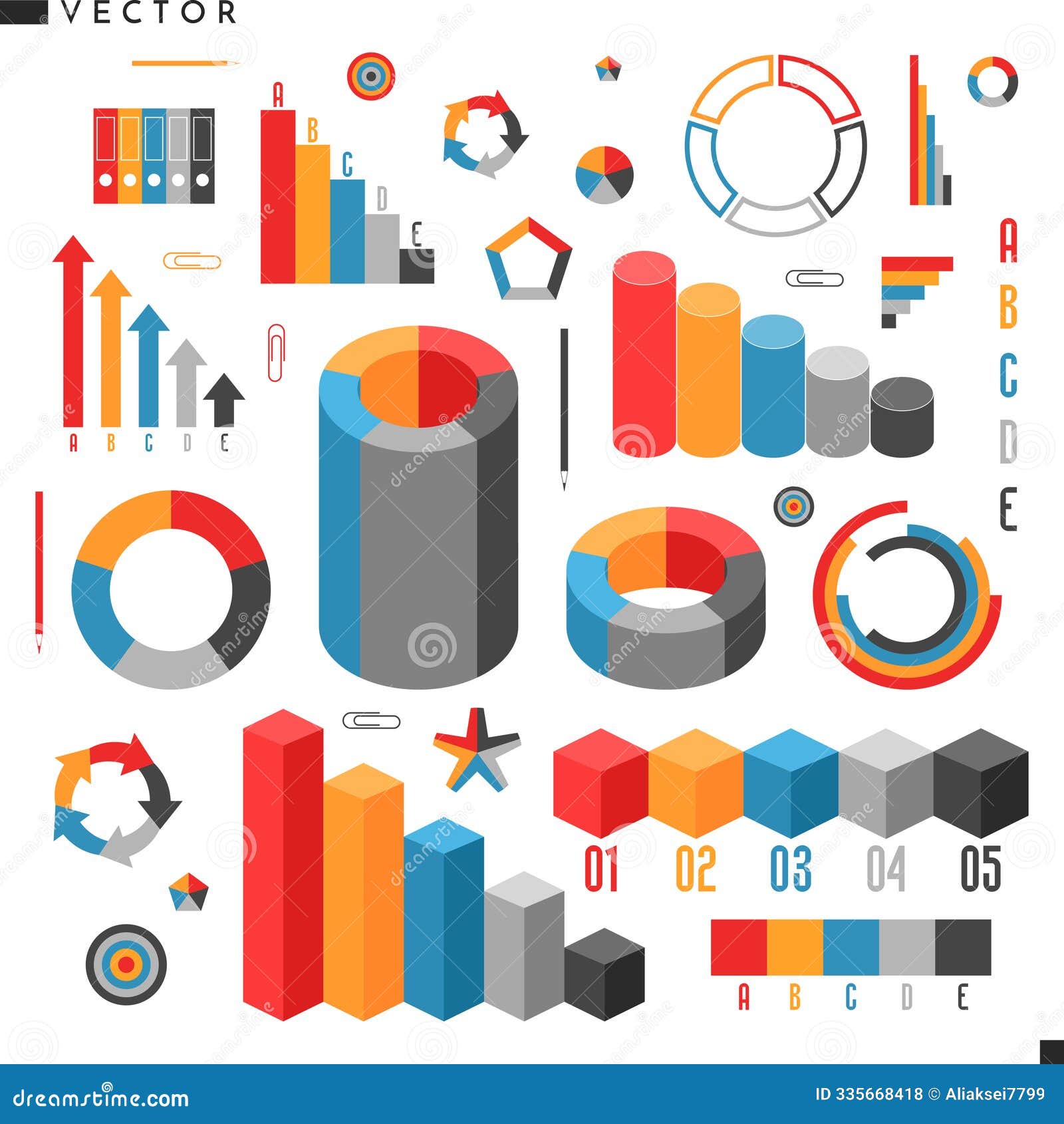 Charts And Diagrams Line Icons Collection. Numbers Figures, Maps ...