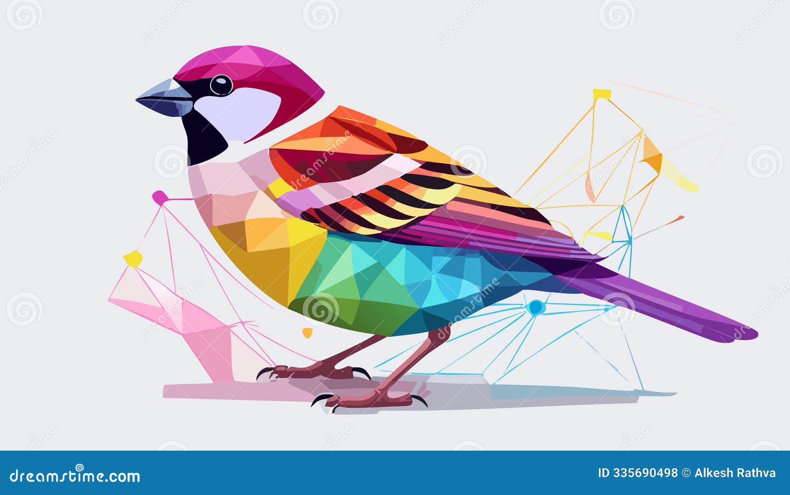 Design of Colorful Sparrow on White Background. Stock Illustration ...