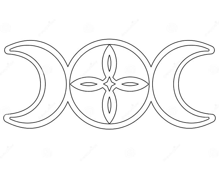 Three Moons Waxing Moon, Full Moon with Celtic Symbol and Waning Moon ...