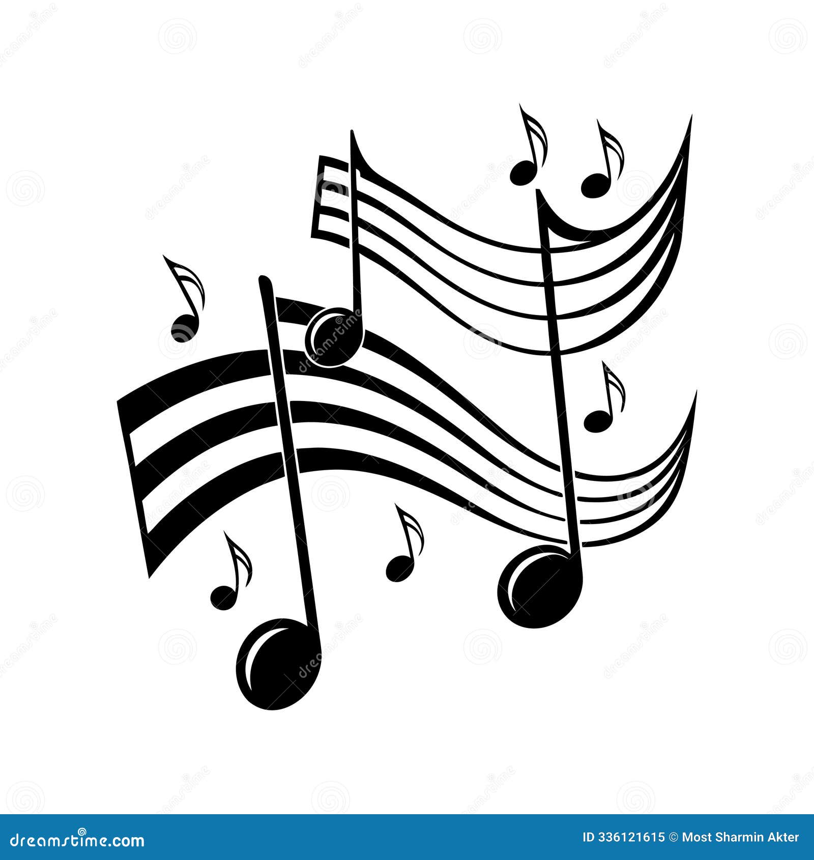 Dynamic Music Notes Wave Melody Vector Illustration Stock Illustration ...