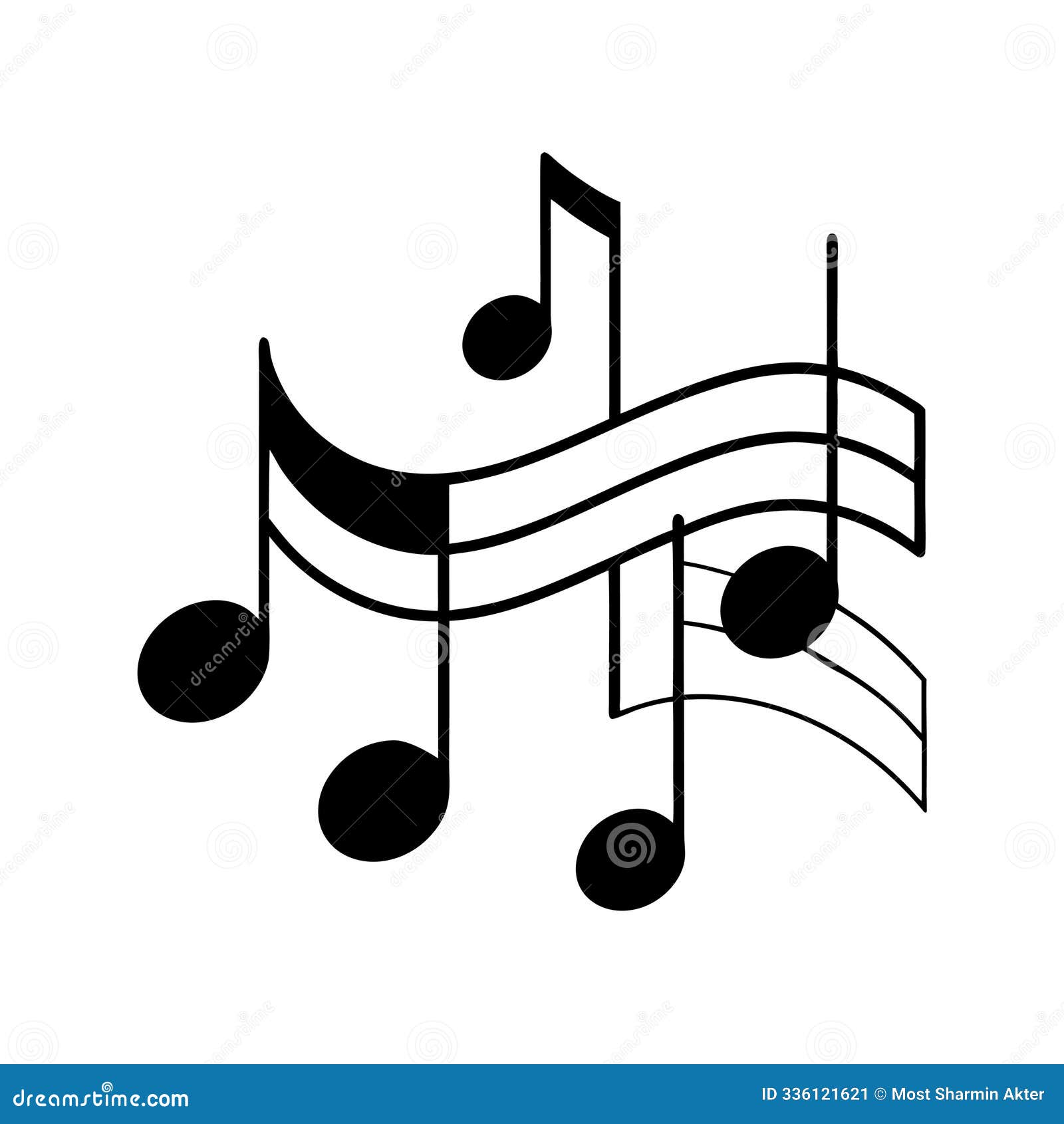 Dynamic Music Notes Wave Melody Vector Illustration Stock Illustration ...