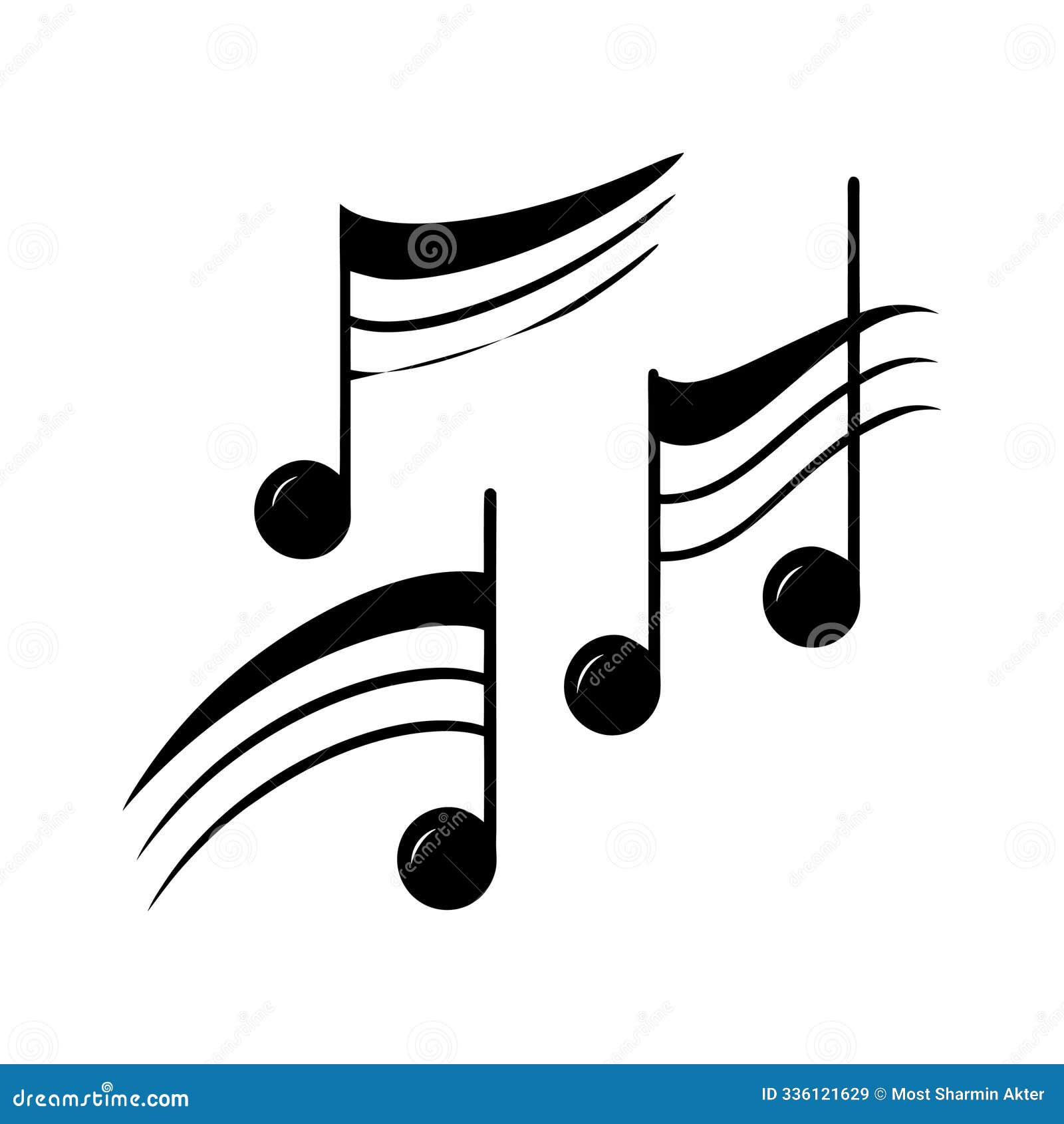 Dynamic Music Notes Wave Melody Vector Illustration Stock Illustration ...