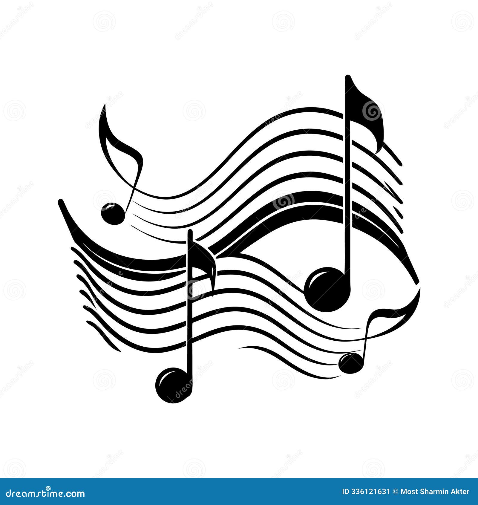 Dynamic Music Notes Wave Melody Vector Illustration Stock Illustration ...