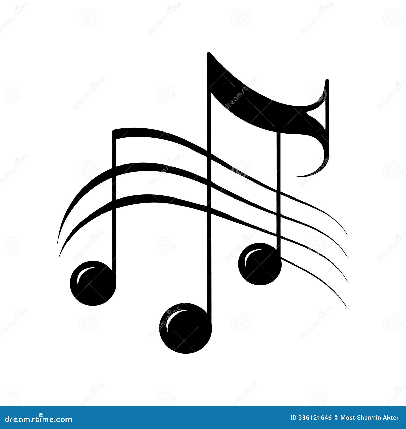 Dynamic Music Notes Wave Melody Vector Illustration Stock Illustration ...