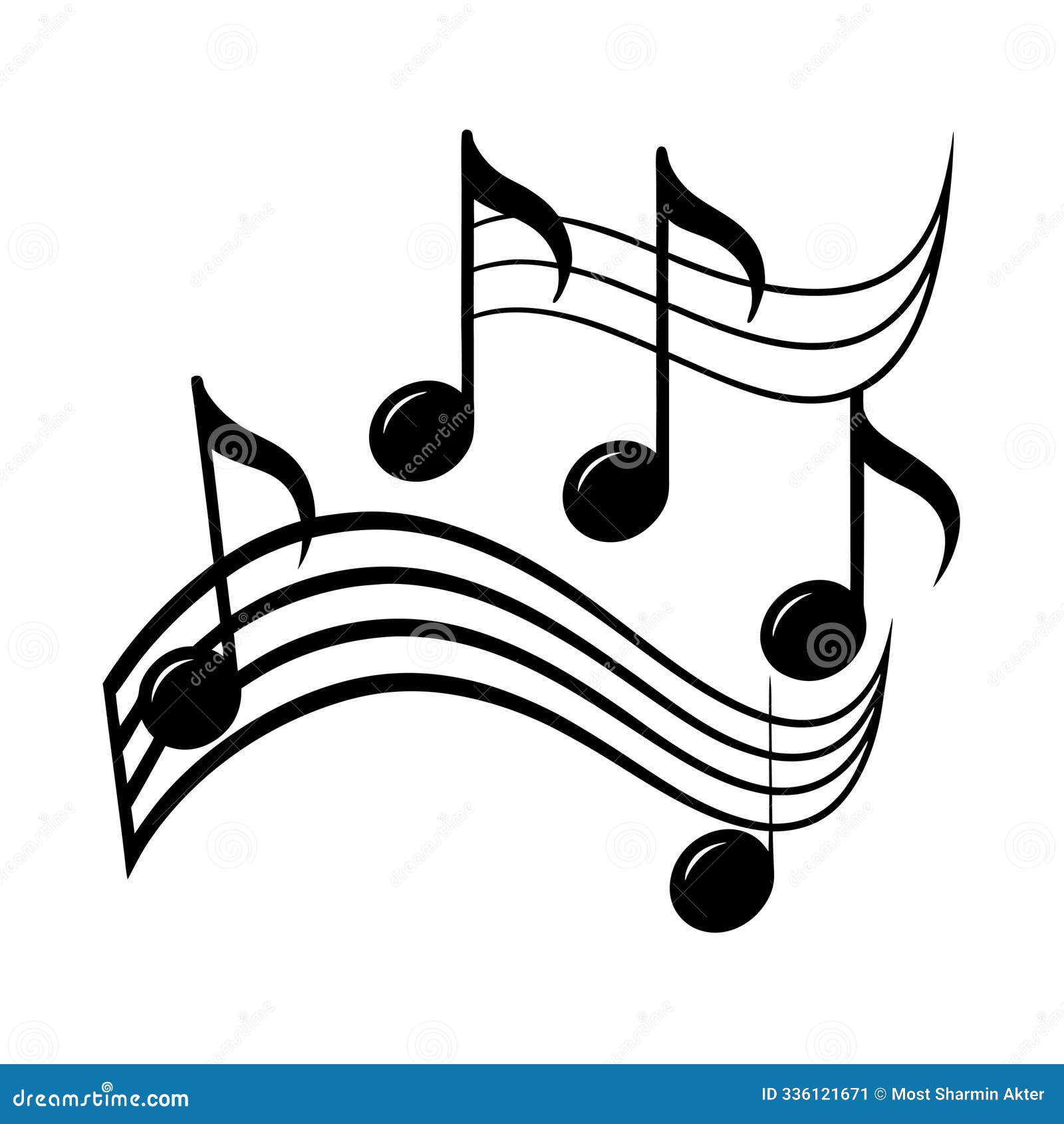 Dynamic Music Notes Wave Melody Vector Illustration Stock Illustration ...