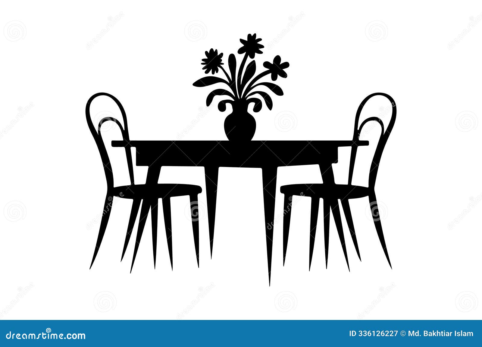 A Table and Chair Silhouette Vector Art Illustration Stock Illustration ...
