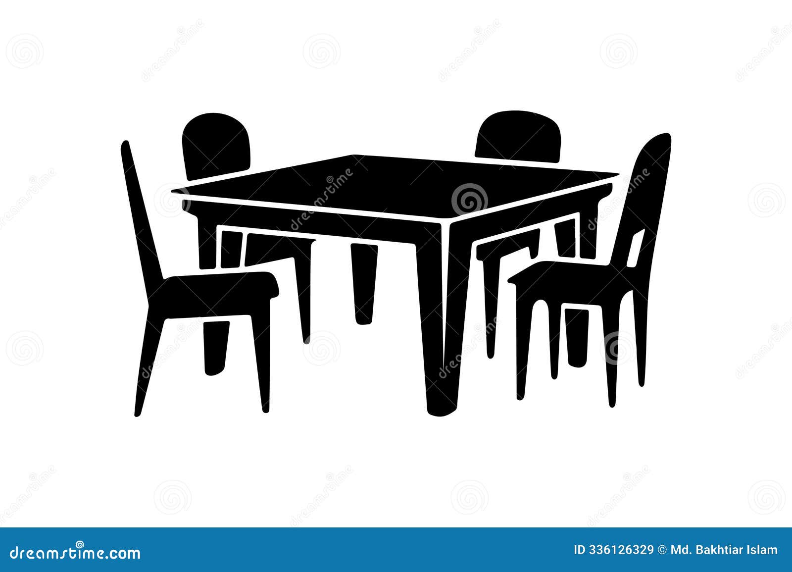 A Table and Chair Silhouette Vector Art Illustration. Stock ...