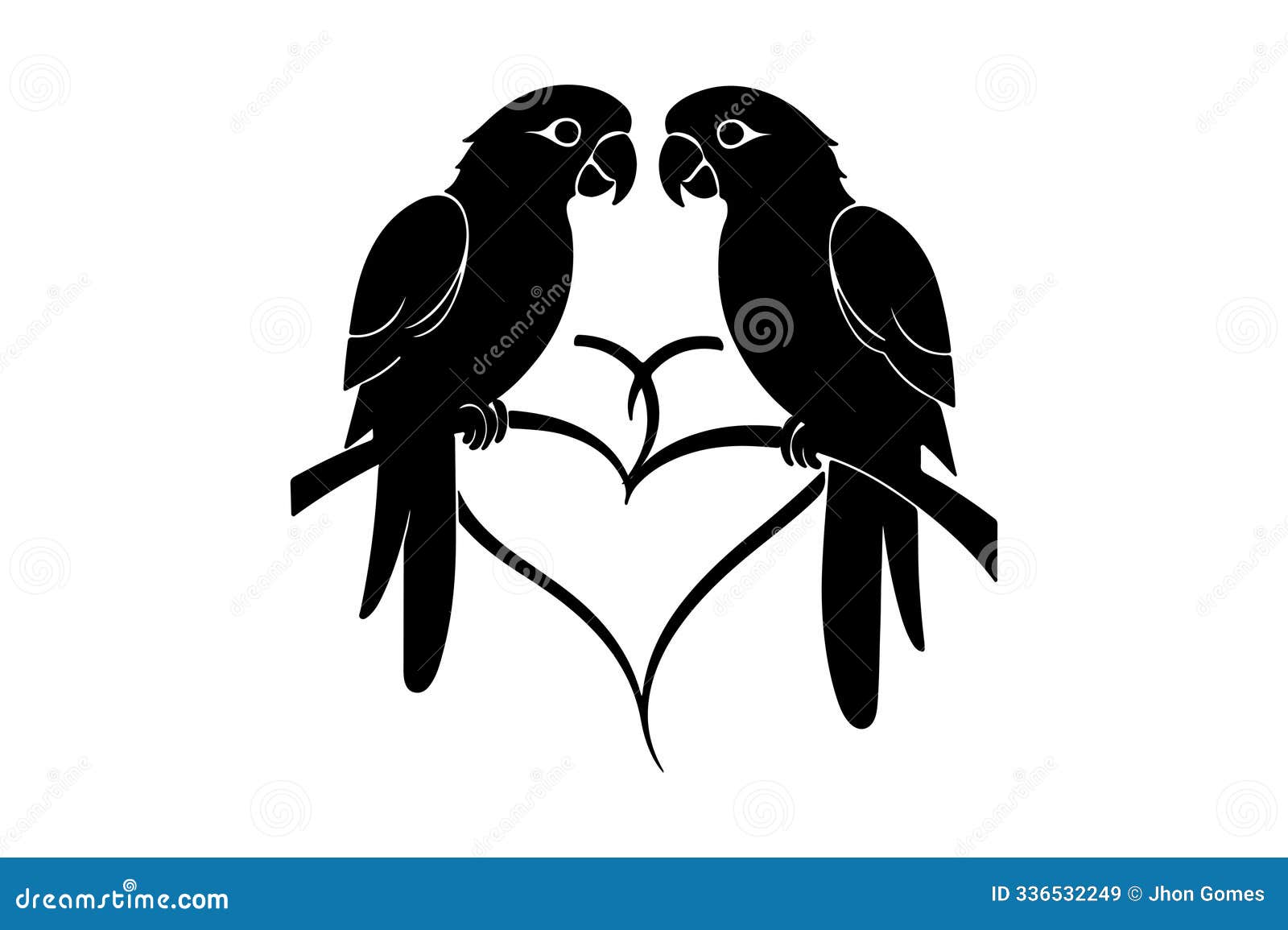 The Couple of Parrots Vector Silhouetted Image for Illustration Stock ...