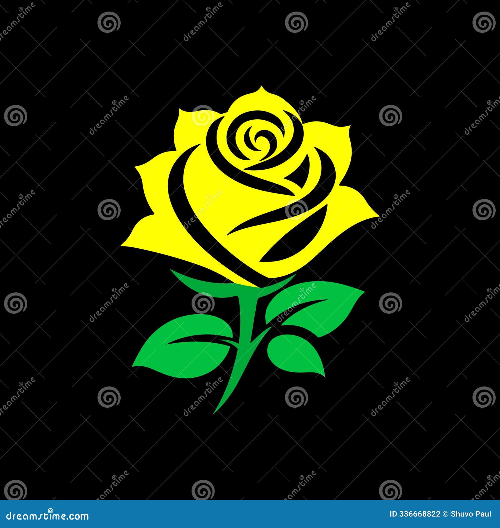 Yellow Rose Vector Art Design on a White Background Stock Illustration ...