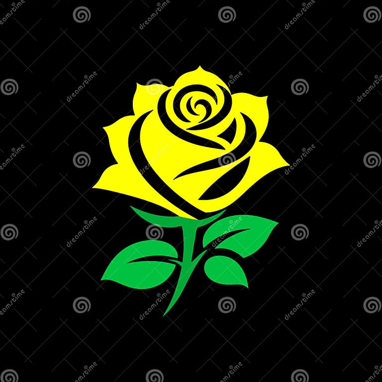 Yellow Rose Vector Art Design on a White Background Stock Illustration ...