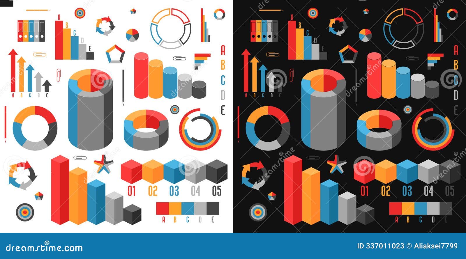 Charts And Diagrams Line Icons Collection. Numbers Figures, Maps ...