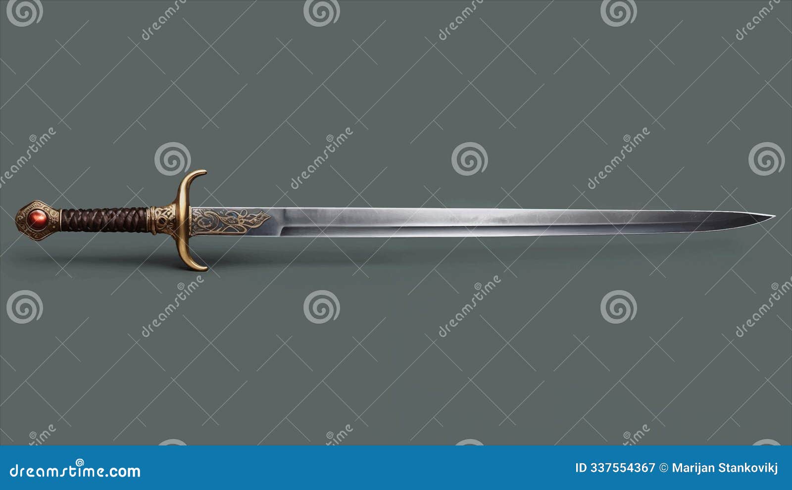 Realistic Vector Illustration of Medieval Knight Sword, Antique ...